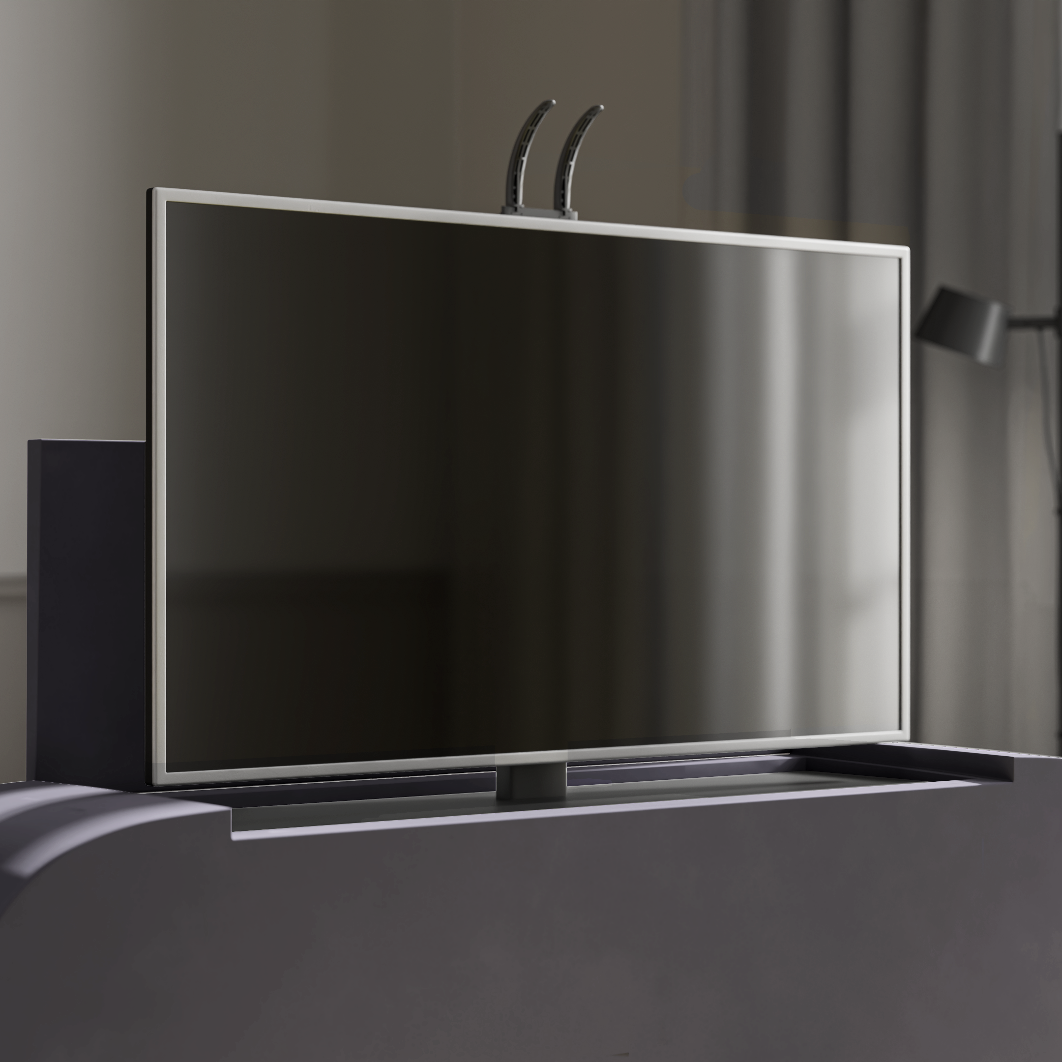 Madrid 3ft Single Ottoman TV Bed Stylish and Modern Grey Velvet TV Bed ...