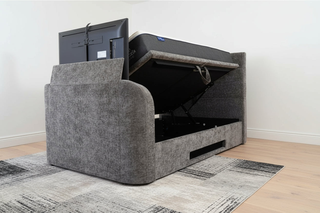 Double TV Bed Ottoman Storage with LG Smart HD TV & 2.1 Sound System ...
